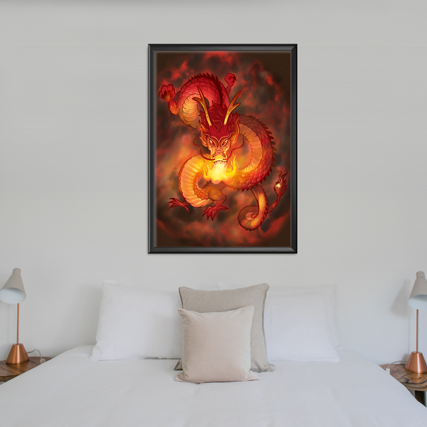Fire Breathing Dragon Illustrated 20 x 28 Poster – Madcap & Co