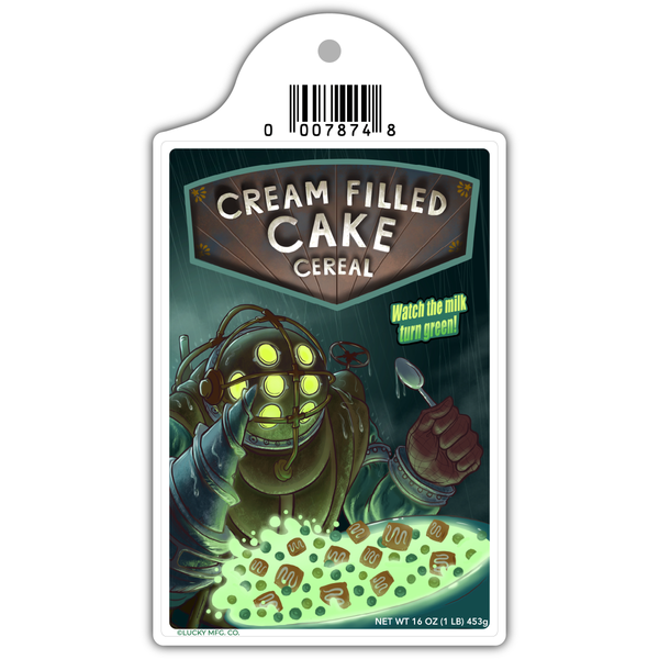 Bioshock "Cream Filled Cake" Cereal Parody Vinyl Sticker – Madcap & Co