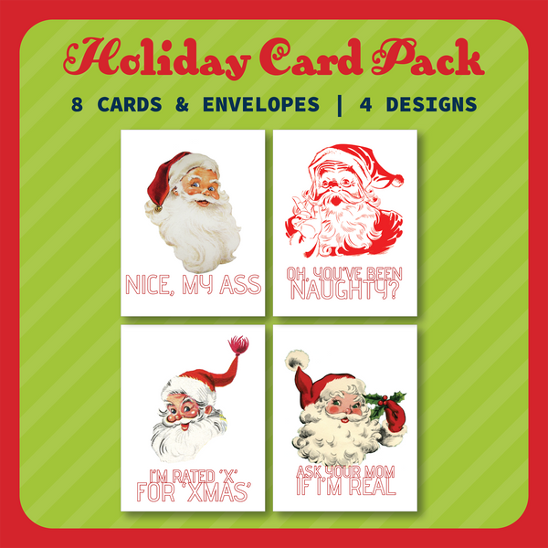 Naughty Santa Christmas Card Pack - 8 Cards & Envelopes – Madcap & Co
