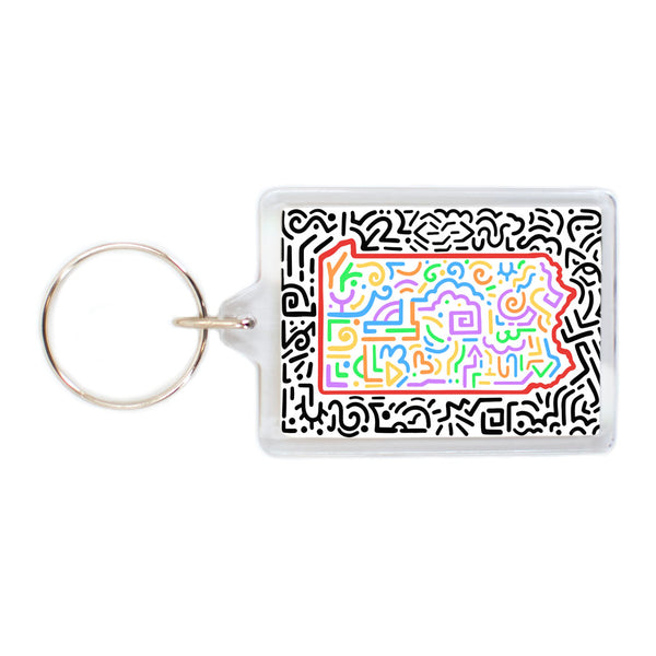 PA Doodles (Keith Haring Inspired) Plastic Keychain – Madcap & Co