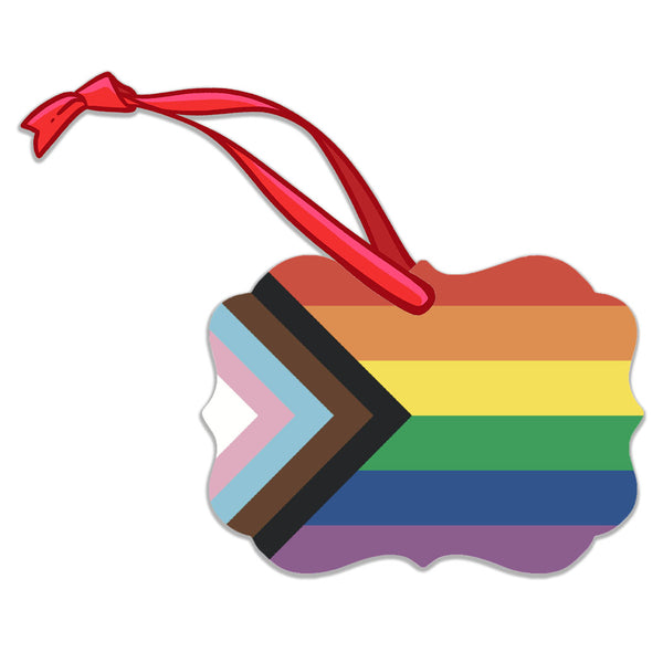 LGBTQ+ Pride Progress Flag Holiday Christmas Tree Ornament – Madcap & Co