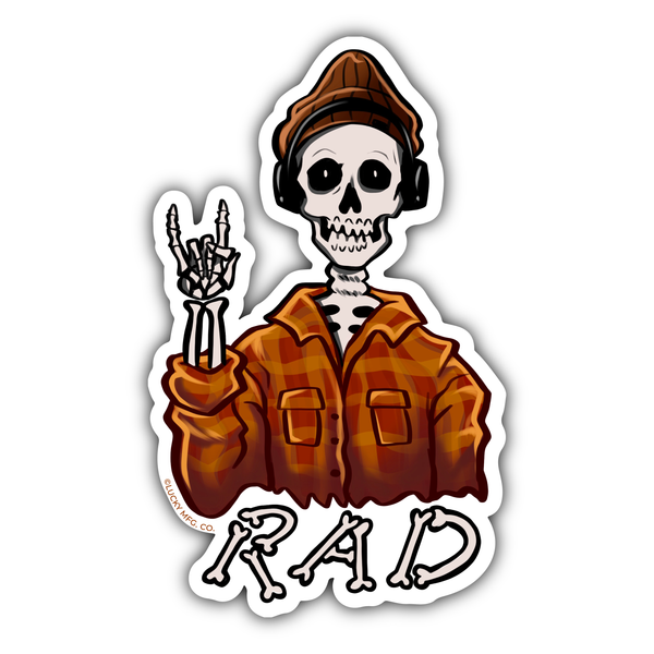 Rad Skeleton Illustrated Vinyl Sticker – Madcap & Co