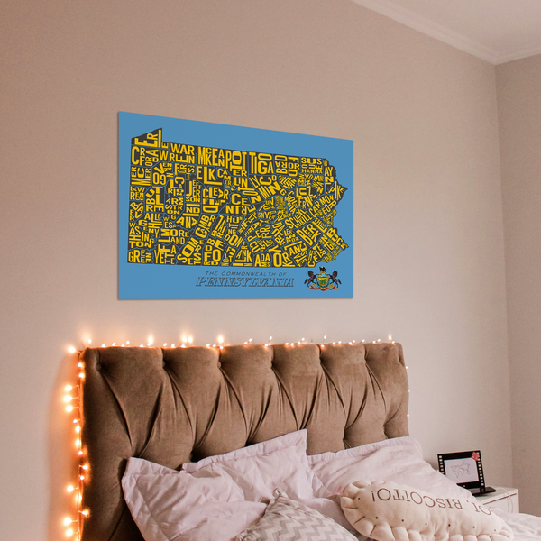 County Names of Lancaster PA Map 20 x 28 Poster – Madcap & Co