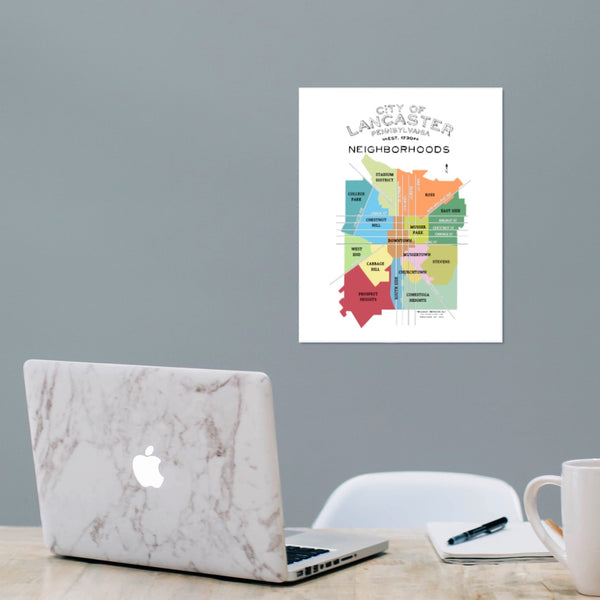 Neighborhood Map Lancaster City PA 8x10 Print – Madcap & Co