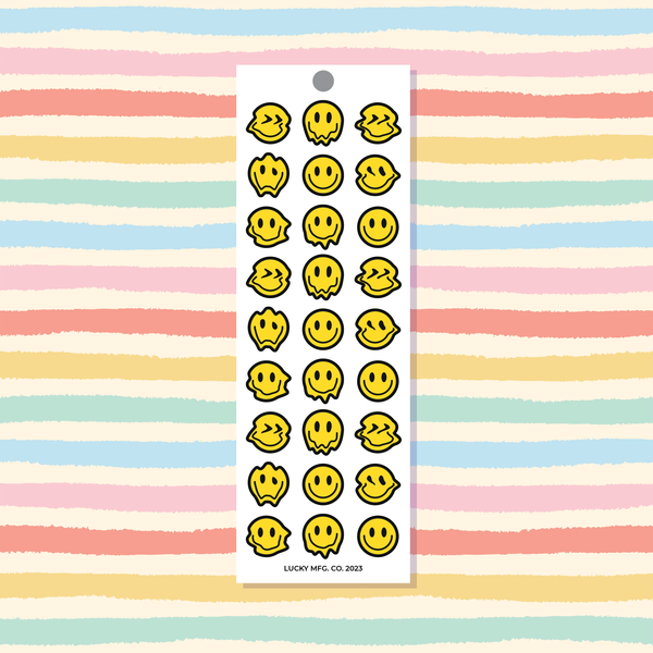 Melting Smiley Faces Vinyl Sticker Strip – Madcap & Co