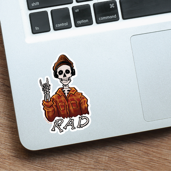 Rad Skeleton Illustrated Vinyl Sticker – Madcap & Co