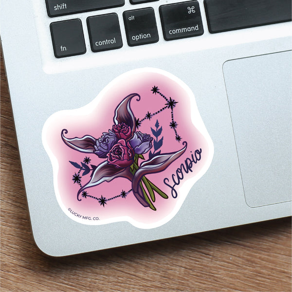 Scorpio Zodiac Flower Vinyl Sticker – Madcap & Co