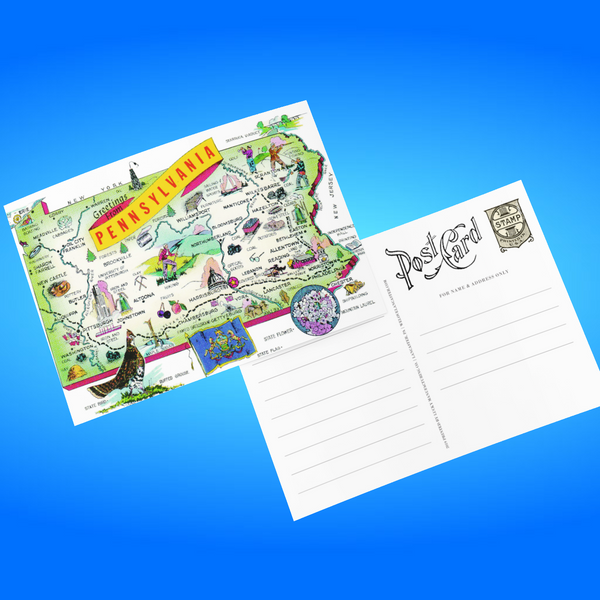 Vintage Illustration Pennsylvania State Map Postcard – Madcap & Co