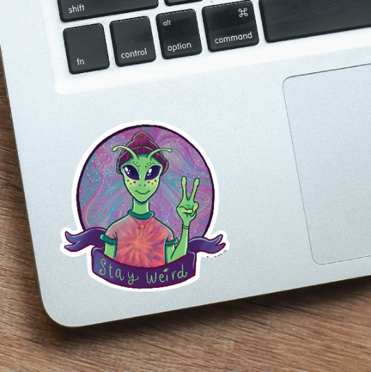 "Stay Weird" Alien Vinyl Sticker – Madcap & Co